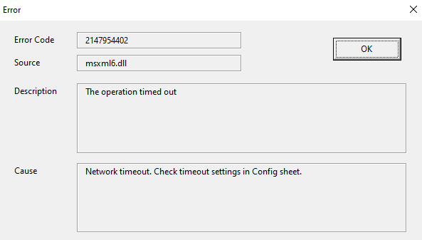 Always git the error: 2147954402 the Operation timed out | MxLoader